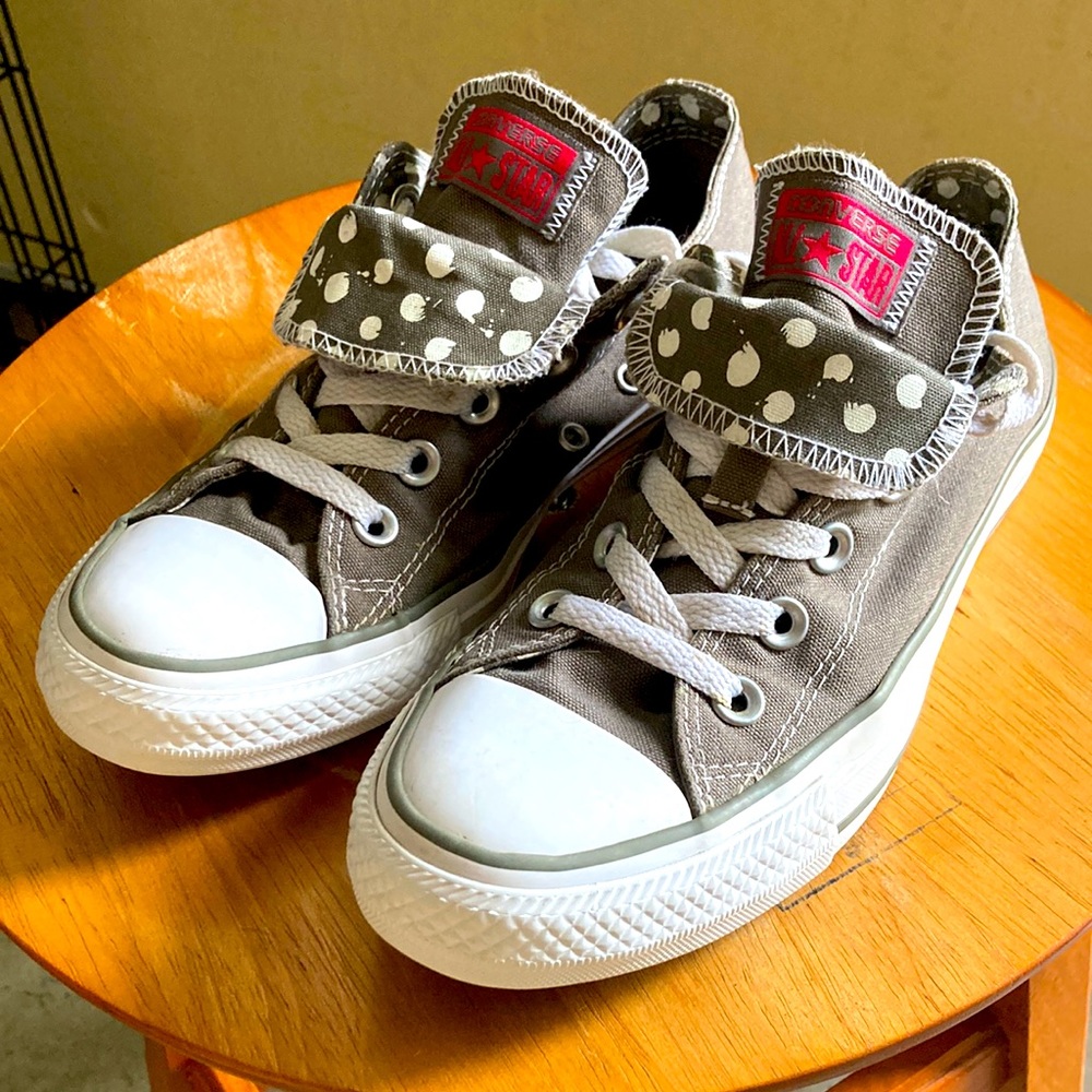 Converse Double Tongue Grey Polka Dots Women’s Sz 6 - Gem